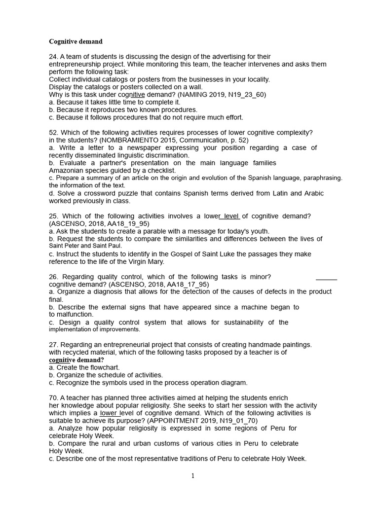 Cognitive Demand and Assessment | PDF | Learning | Teachers