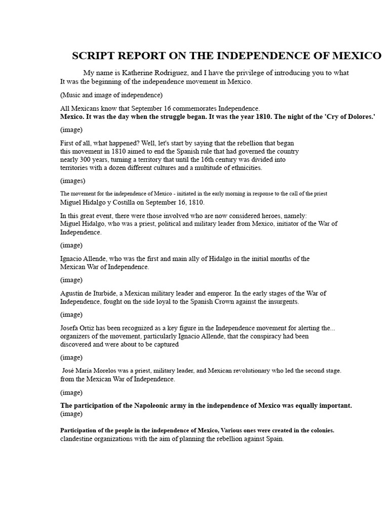 Script For The Report On The Independence of Mexico | PDF | Colonial ...