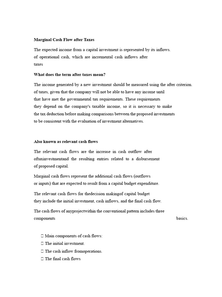 After-Tax Marginal Cash Flow Analysis | PDF | Depreciation | Taxes