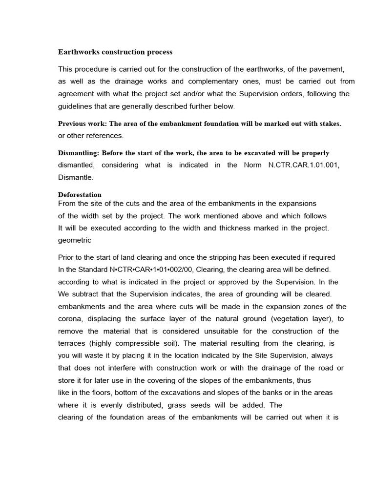 Earthworks Construction Process | PDF | Earth Sciences | Civil Engineering