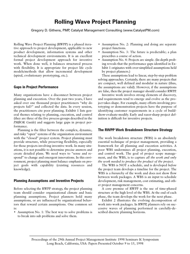 Rolling Wave Project Planning | PDF | Project Management | Strategic ...