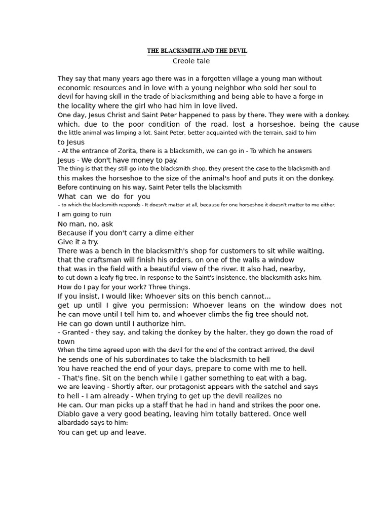 Blacksmith's Deal with the Devil Tale | PDF | Satan