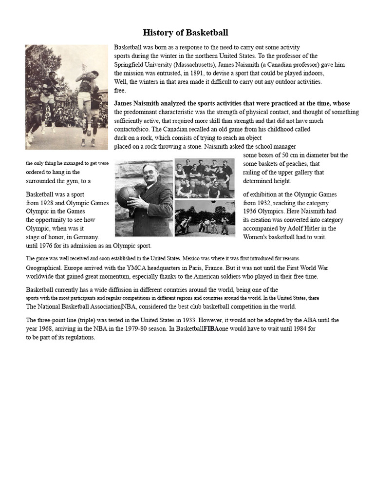 History and Evolution of Basketball | PDF | Ball Games | Team Sports