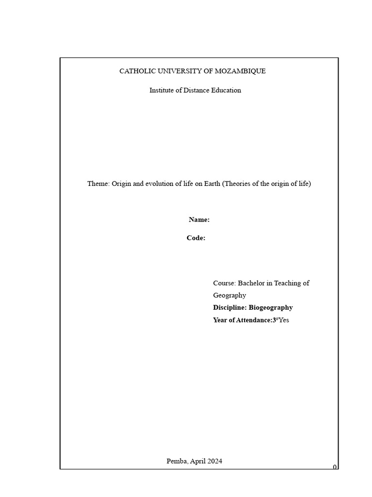 Origin and Evolution of Life On Earth (Theories of The Origin of Life ...