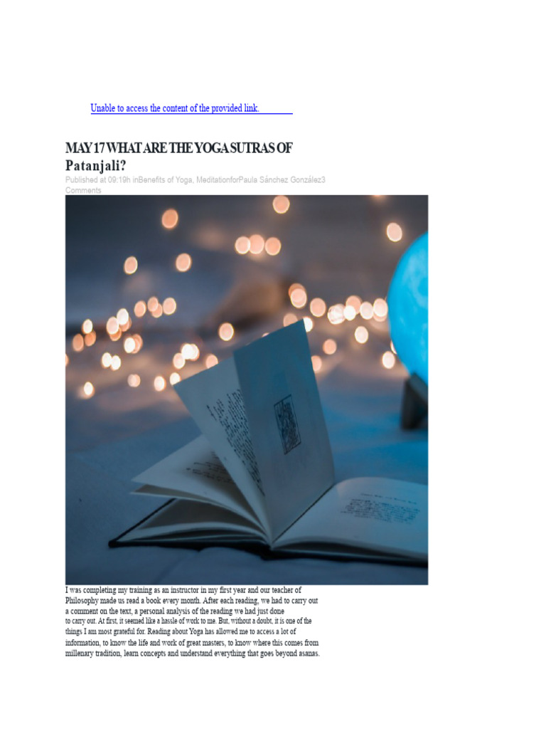 Patañjali Yoga Sutras | PDF | Yoga | Yoga Sutras Of Patanjali