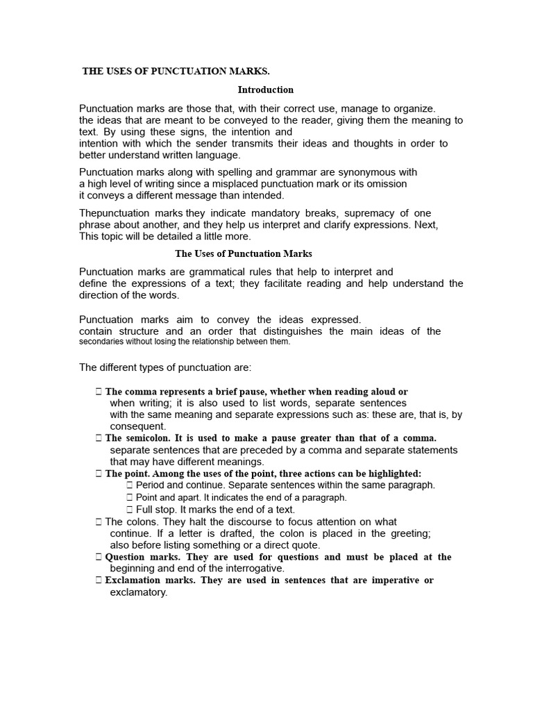 Summary of Punctuation Marks | PDF | Punctuation | Comma