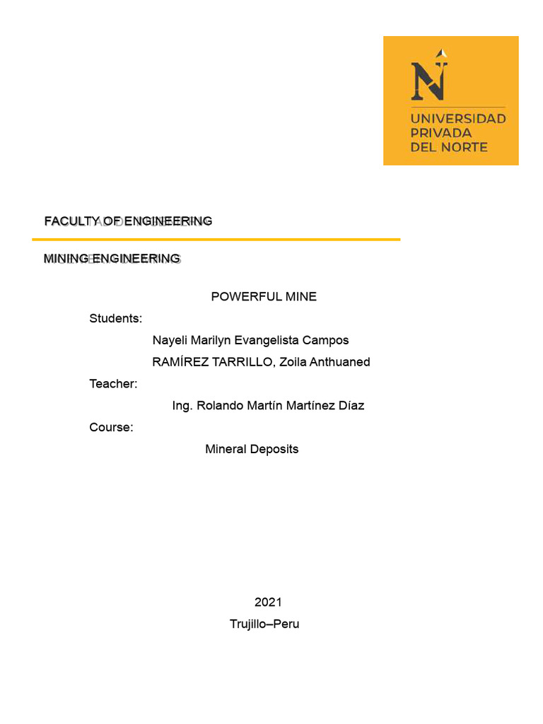 Mighty Mine - Report - Mineral Deposits | PDF | Mining | Geology