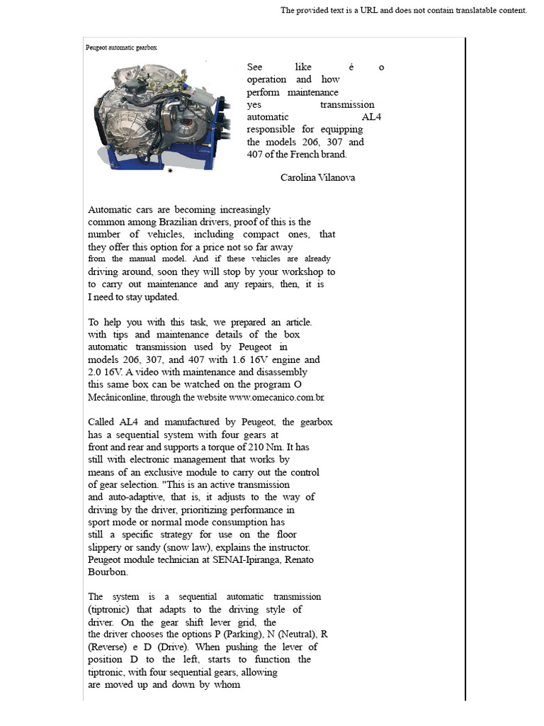 AL4 Box Manual | PDF | Automatic Transmission | Manual Transmission