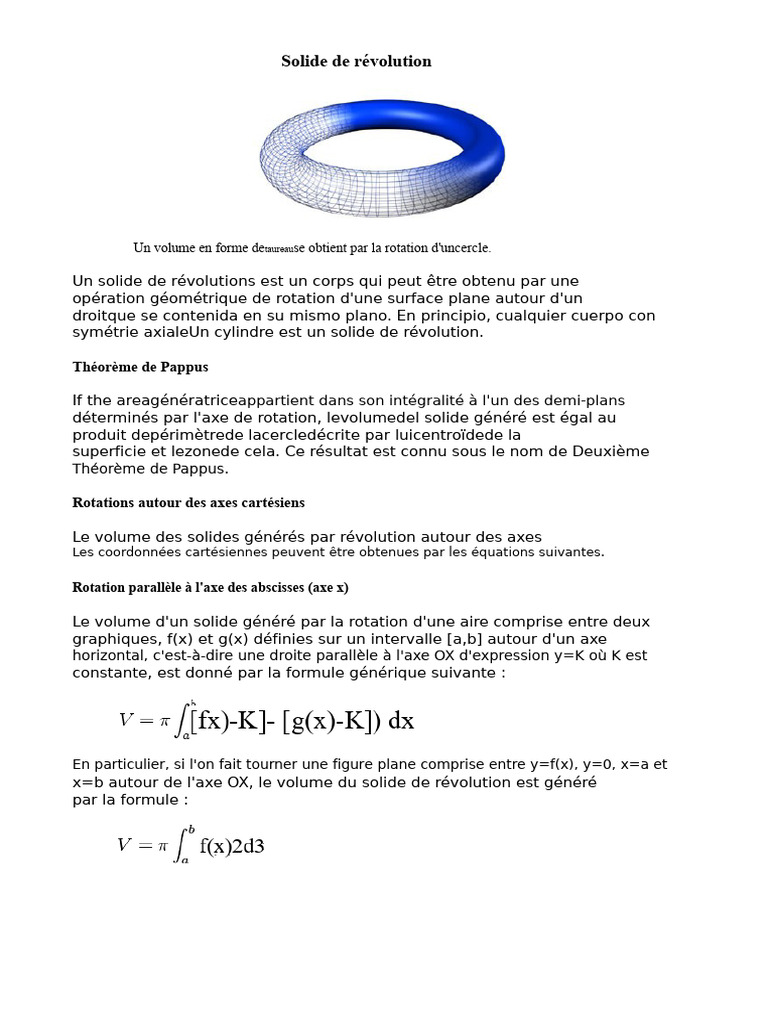 Solides et surfaces de révolution | PDF | Le volume | Intégral