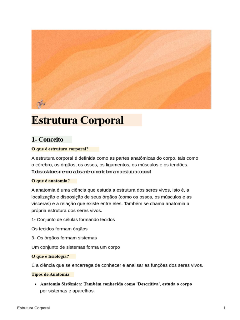 O que é Estrutura Corporal? | PDF | Anatomia | Corpo humano