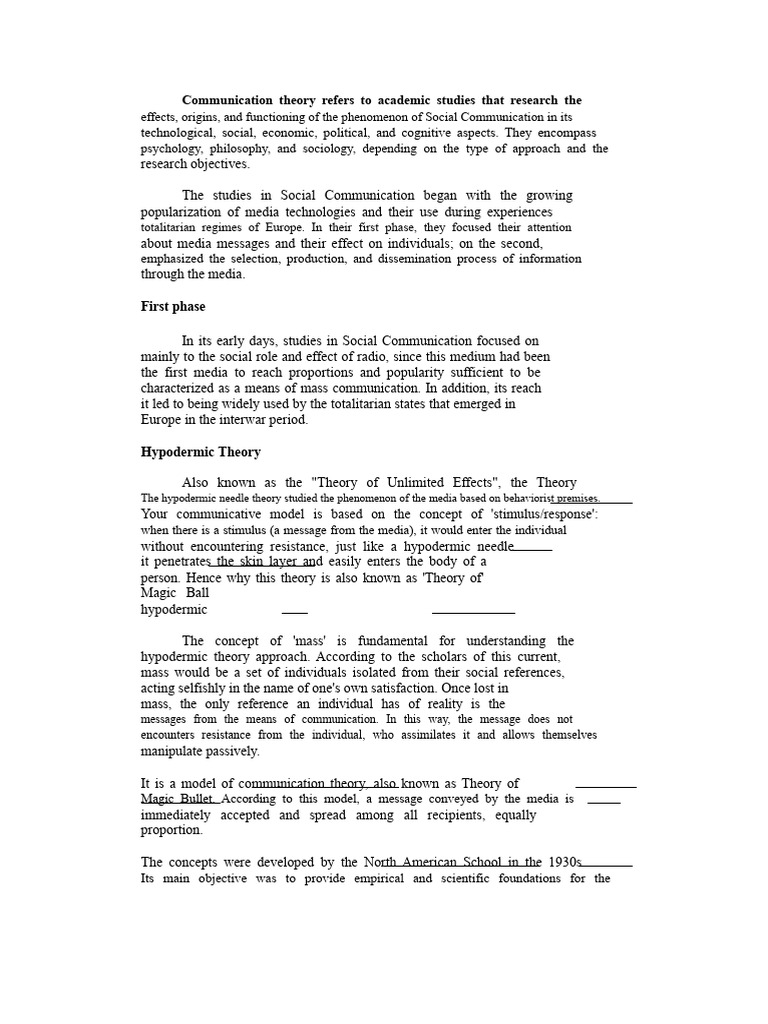 Summary of Communication Theories | PDF | Critical Theory | Frankfurt ...