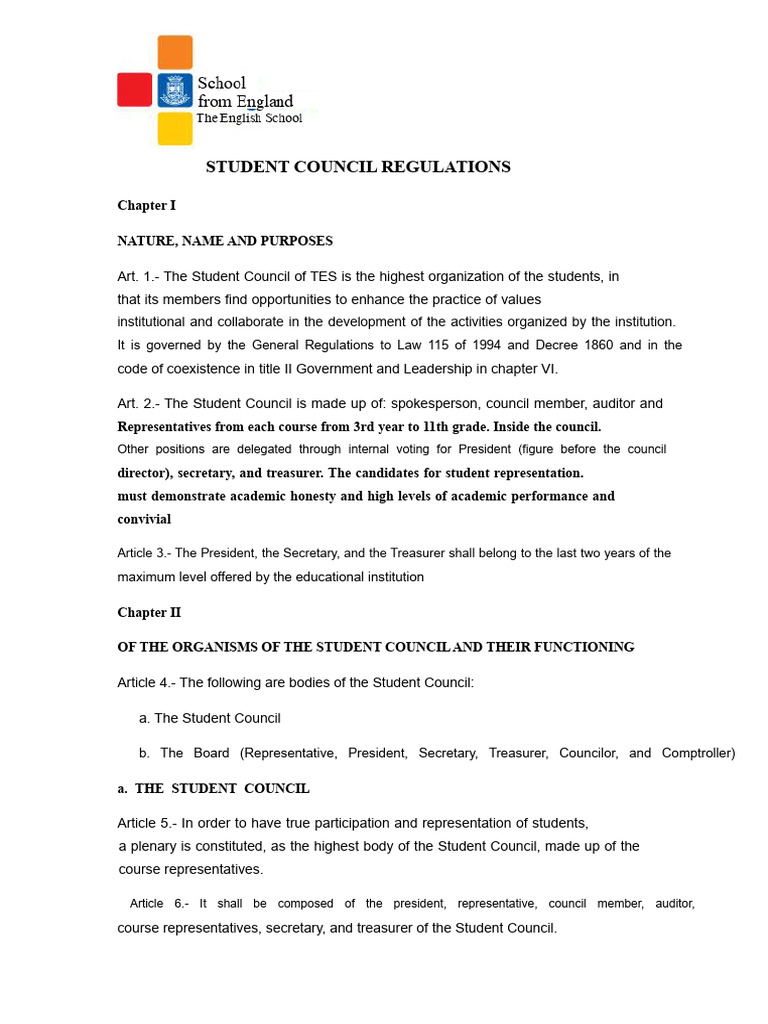 Student Council Regulations Overview | PDF | Presidents Of The United ...