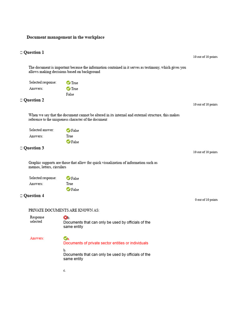 Document Management in The Workplace Quiz | PDF | Information