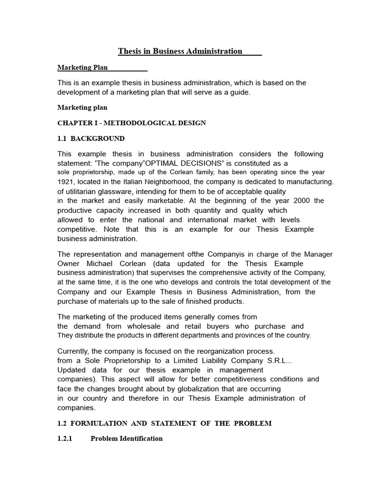 Example Thesis in Business Administration | PDF | Marketing | Market ...