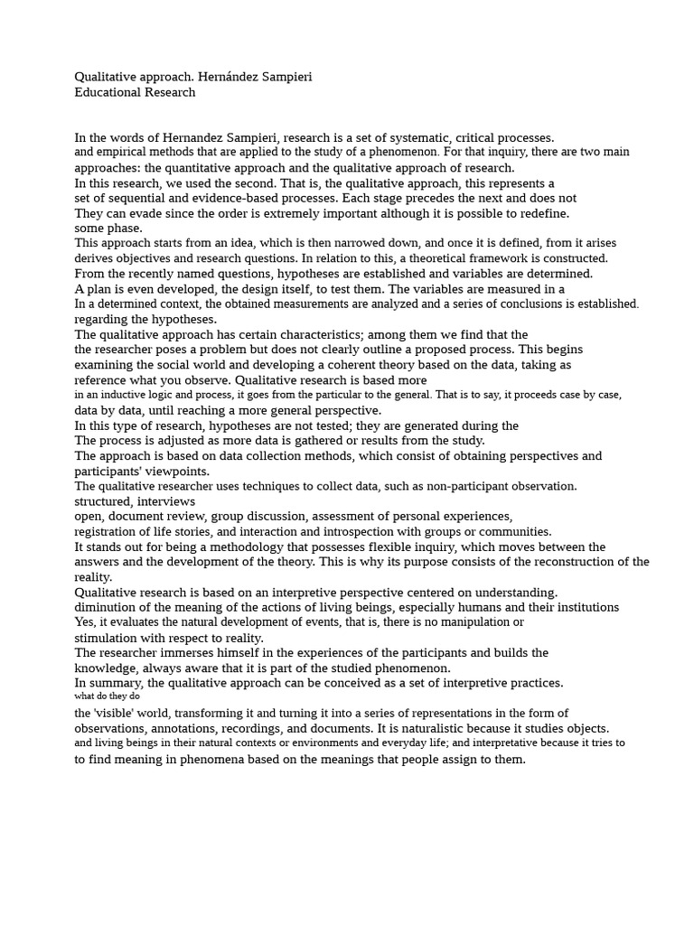 Qualitative Approach Hernandez Sampieri | PDF | Qualitative Research | Hypothesis