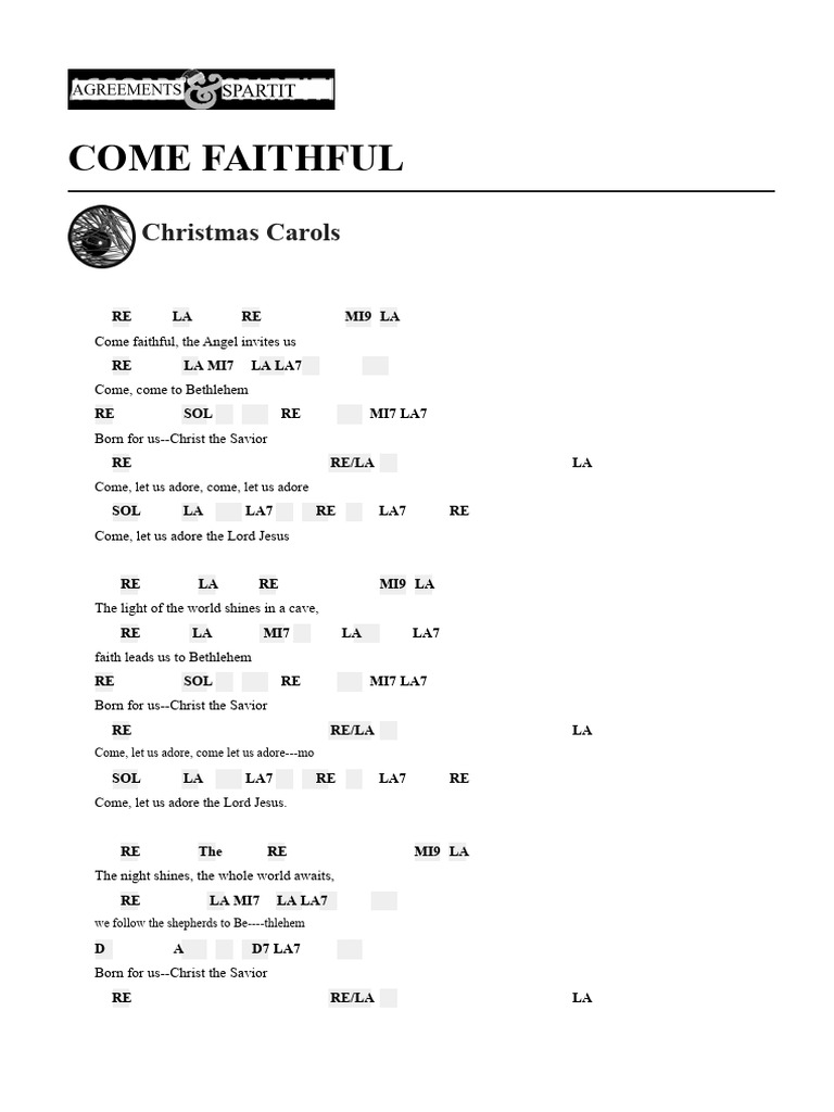 COME, FAITHFUL ONES 100% Correct Chords - Christmas Songs | PDF ...