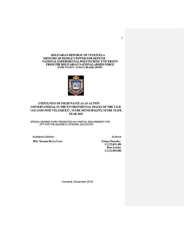 (Complete Thesis) Degree Work Solid Waste | PDF | Waste | Recycling