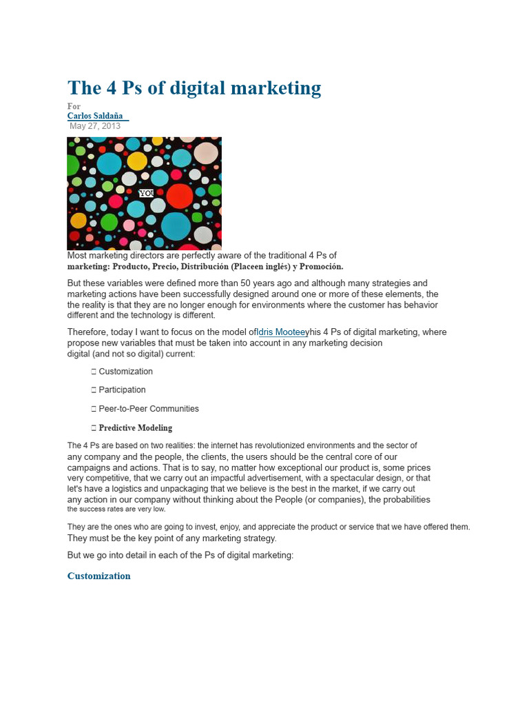 The 4 Ps of Digital Marketing | PDF | Marketing | Digital Marketing