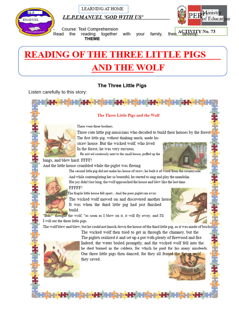 ACTIVITY No. 73 Reading of The Three Little Pigs and The Wolf For First ...