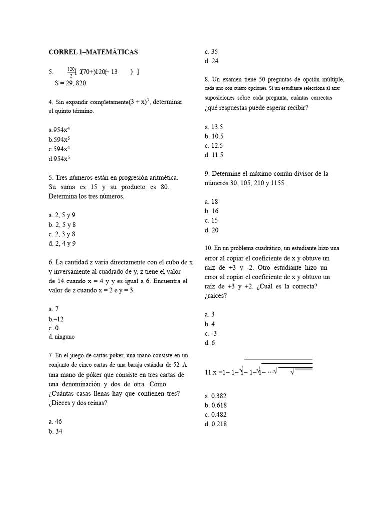 Math Correl 1 Ece Mapua | PDF | Aritmética | Matemáticas
