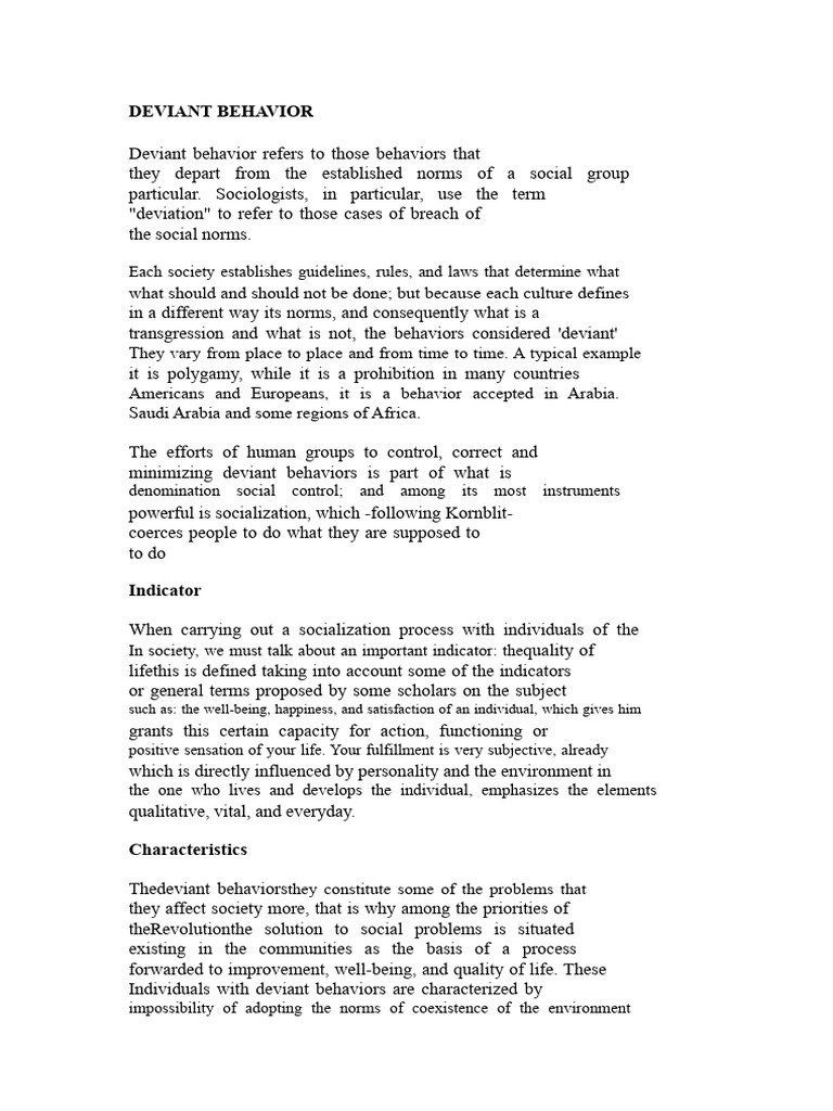 Deviant Behavior | PDF | Deviance (Sociology) | Social Stigma