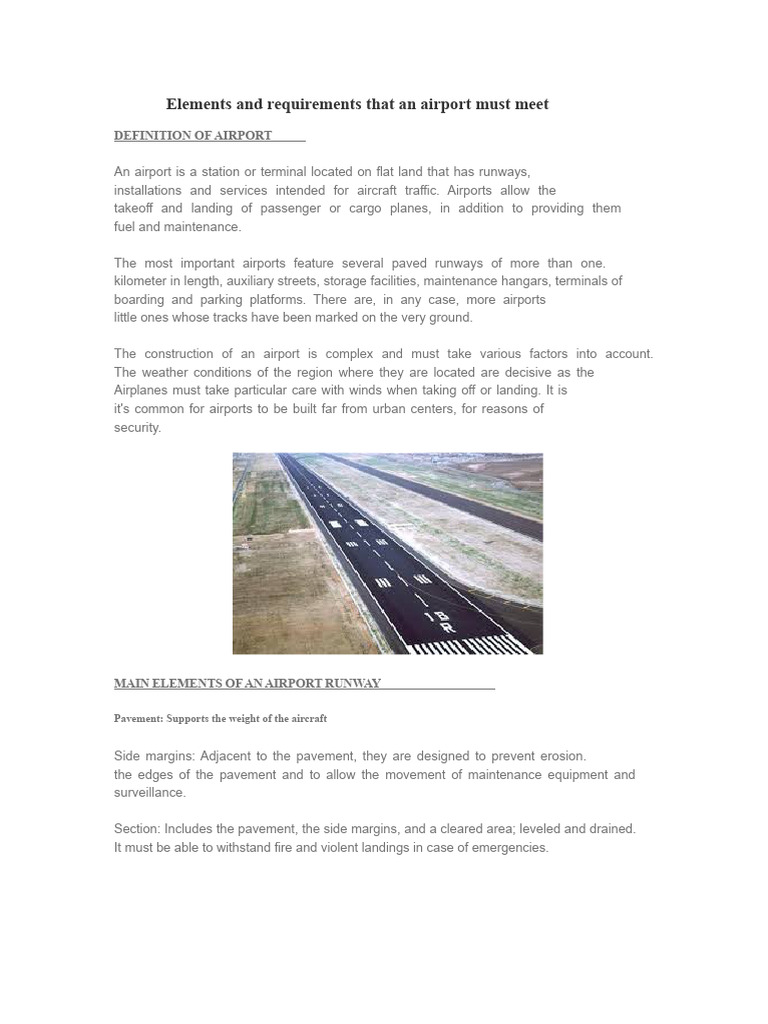 Elements and Requirements That An Airport Must Fulfill | PDF | Runway ...