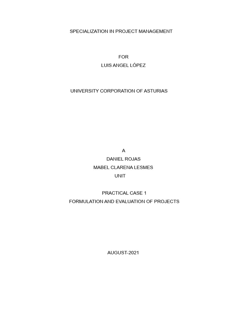 1 Practical Case Formulation and Evaluation of Projects | PDF ...
