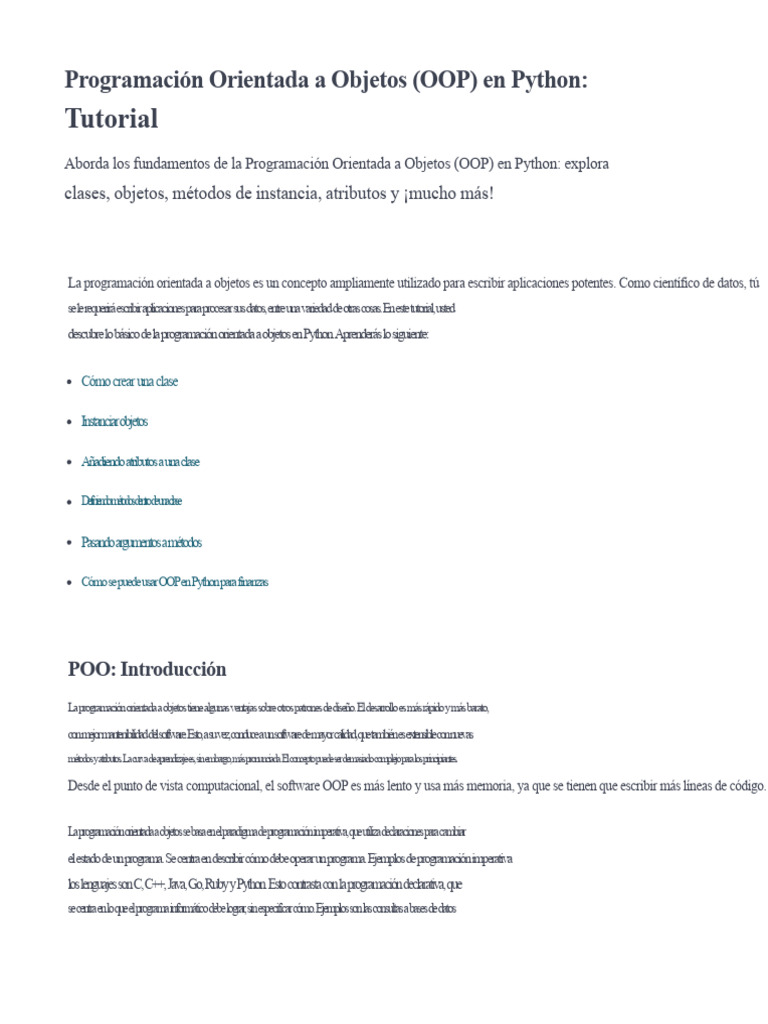 Tutorial: Programación Orientada A Objetos (OOP) en Python | PDF | Objeto (informática ...