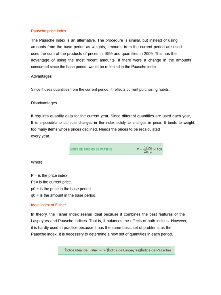 Index 7,8 Paasche Indices, Fisher Index | PDF | Price Indices | Economies