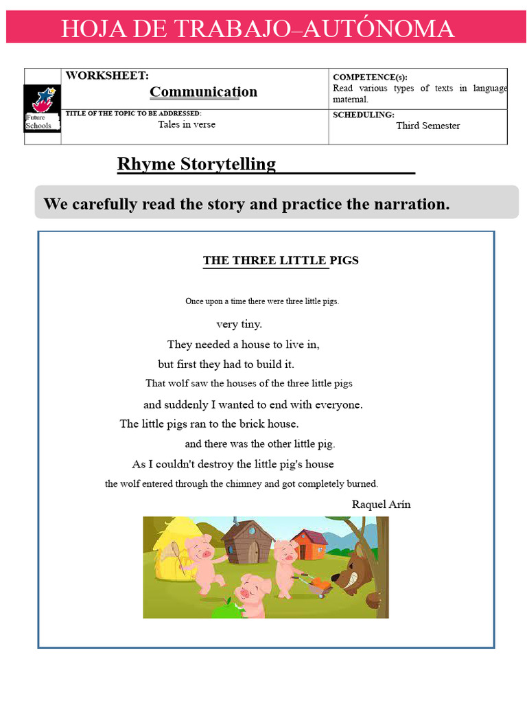 2nd GRADE - APPLICATION SHEETS - COMMUNICATION - RHYMING STORYTELLING ...