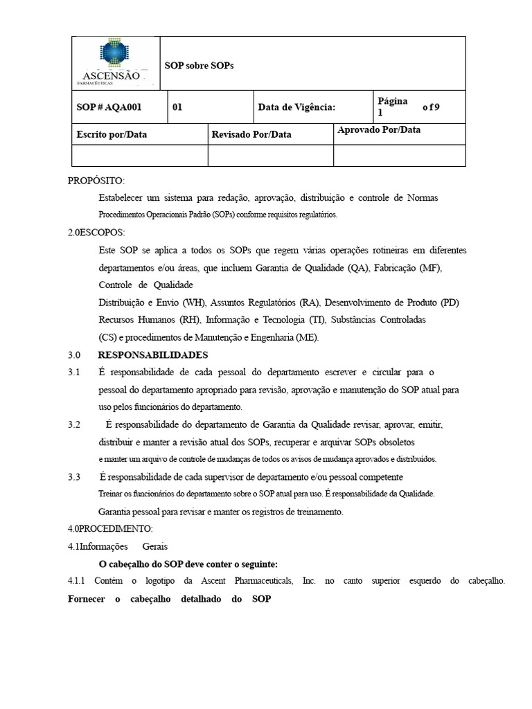 Modelo de SOP | PDF