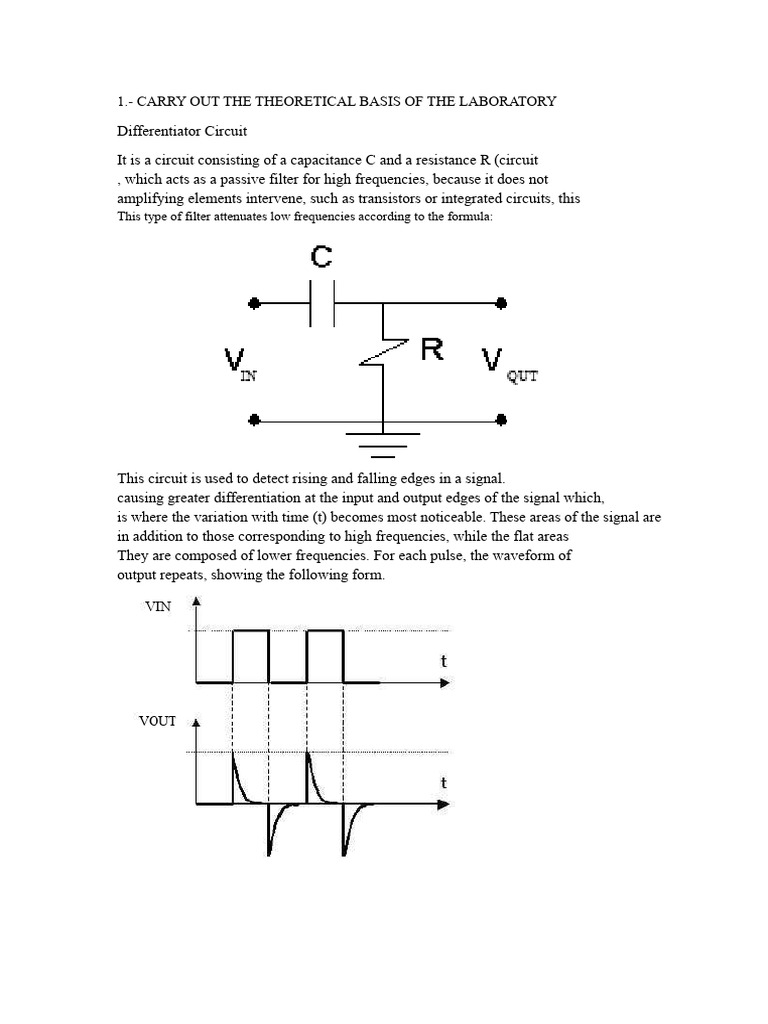 Differentiator and Integrator Circuits Explained | PDF | Electronic ...