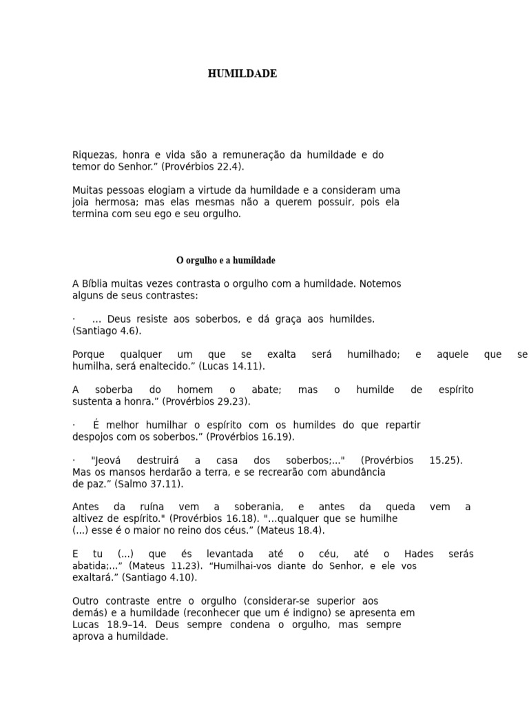 A Importância da Humildade na Bíblia | PDF | Jesus | Deus