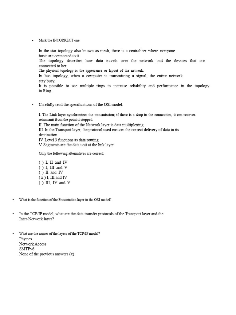 Test 1 - Network Fundamentals (ALL) | PDF | Computer Network | Osi Model