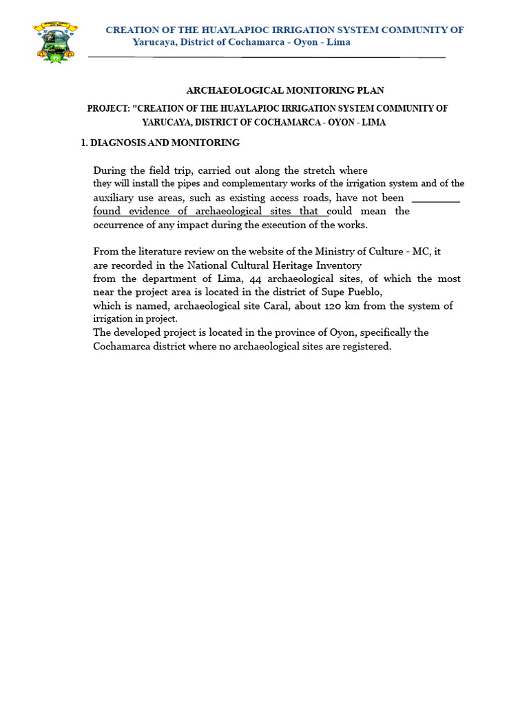 Archaeological Monitoring Plan Model | PDF | Concrete | Archaeology