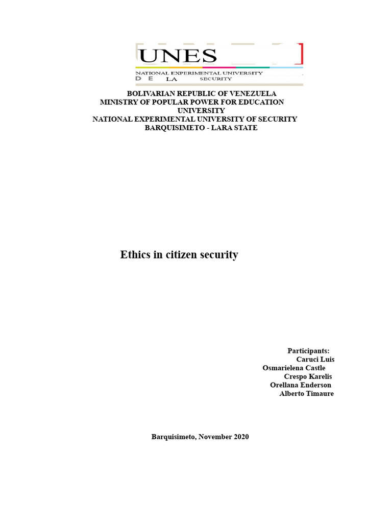 Ethics in Citizen Security | PDF | Socialism | Police