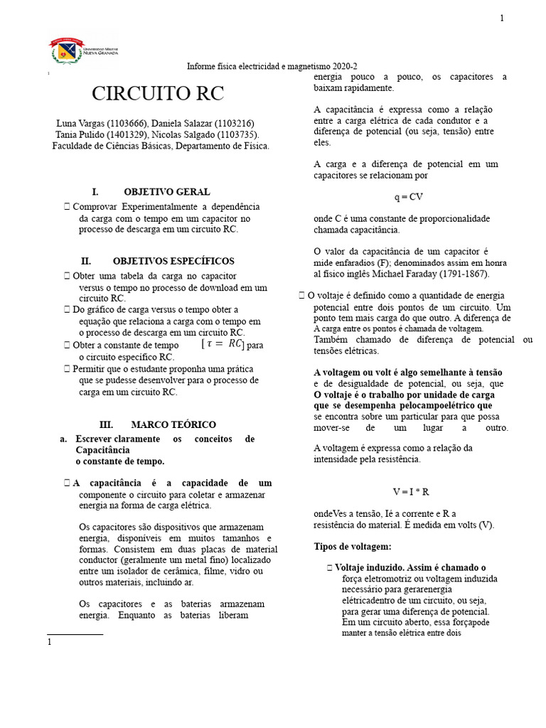 Medindo Carga em Circuito RC | PDF | Capacitor | Rede elétrica