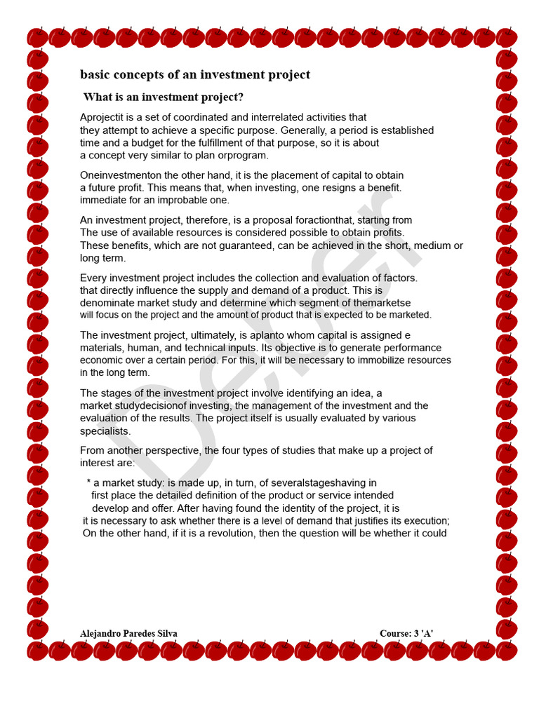 Investment Project Basics Explained | PDF | Investing | Profit (Economics)
