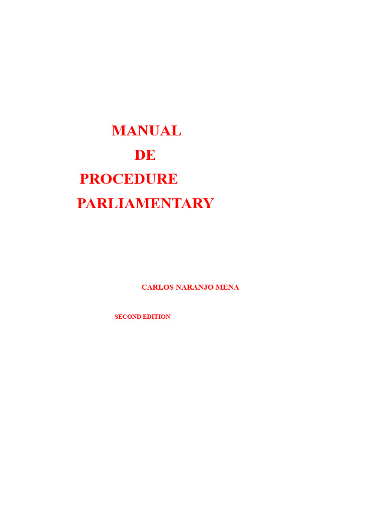 Parliamentary Procedure Manual Second Edition | PDF | Parliament ...