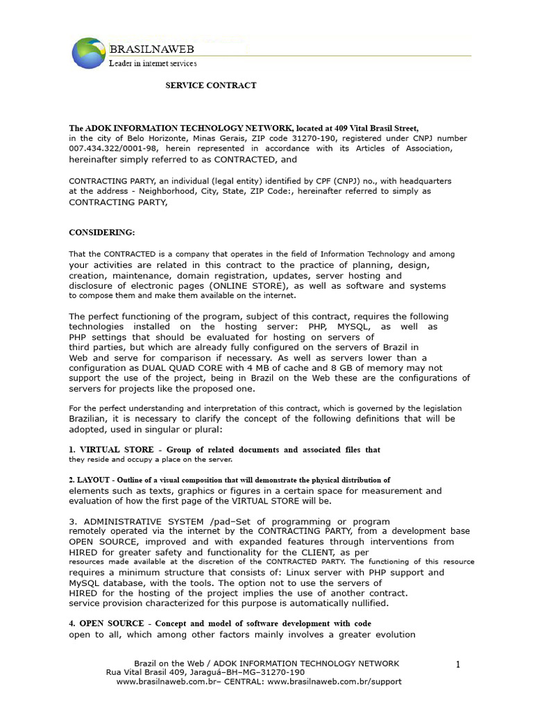 IT Service Contract for Virtual Store Development | PDF | Fee | World ...