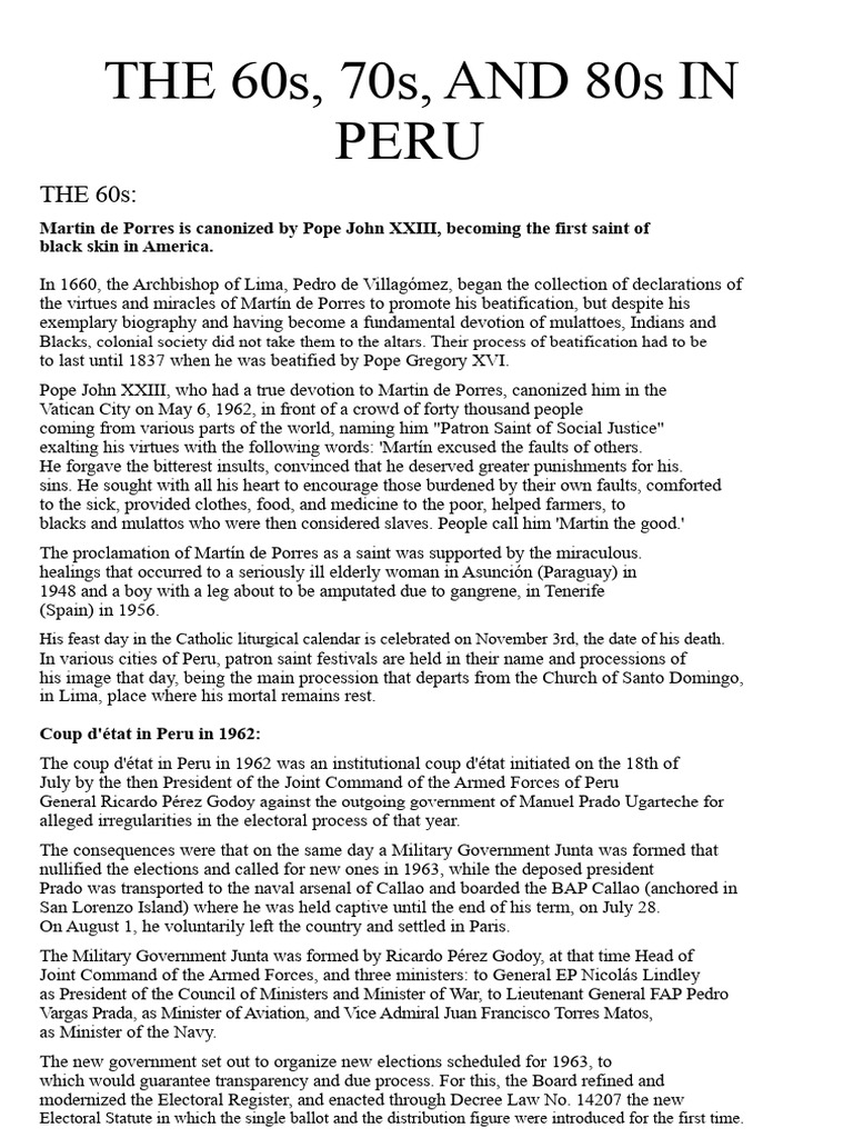 Peru's History: 1960s-1980s Overview | PDF | Peru