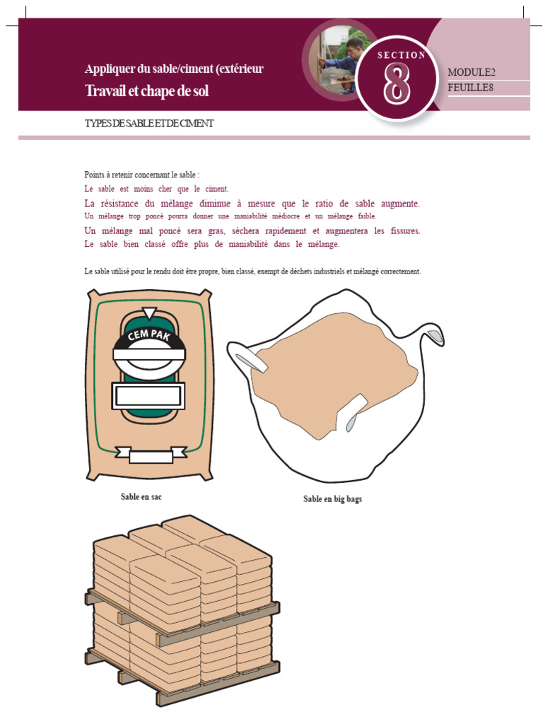 Types de sable et ciment pour chapes | PDF | Ciment | Limon