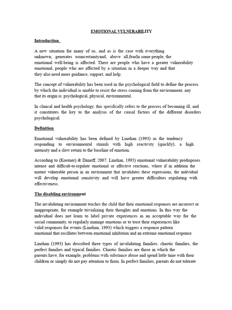 Emotional Vulnerability 1 | PDF | Emotions | Vulnerability