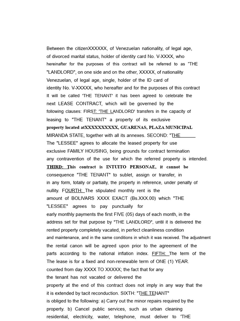Lease Agreement Model - Housing | PDF | Lease | Leasehold Estate