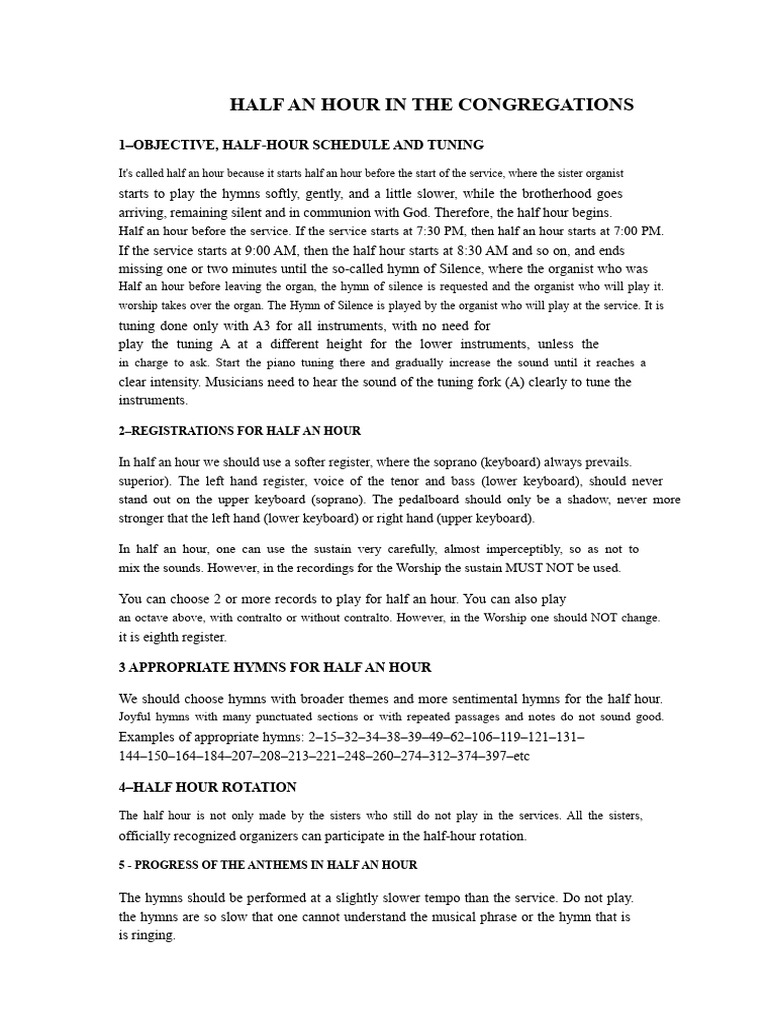 Half-Hour Worship Preparation Guide | PDF | Hymns