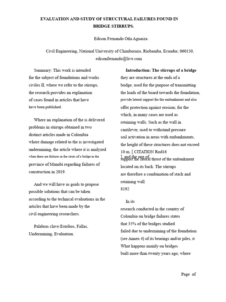 Work On Bridge Stirrups | PDF | Bibliography | Civil Engineering