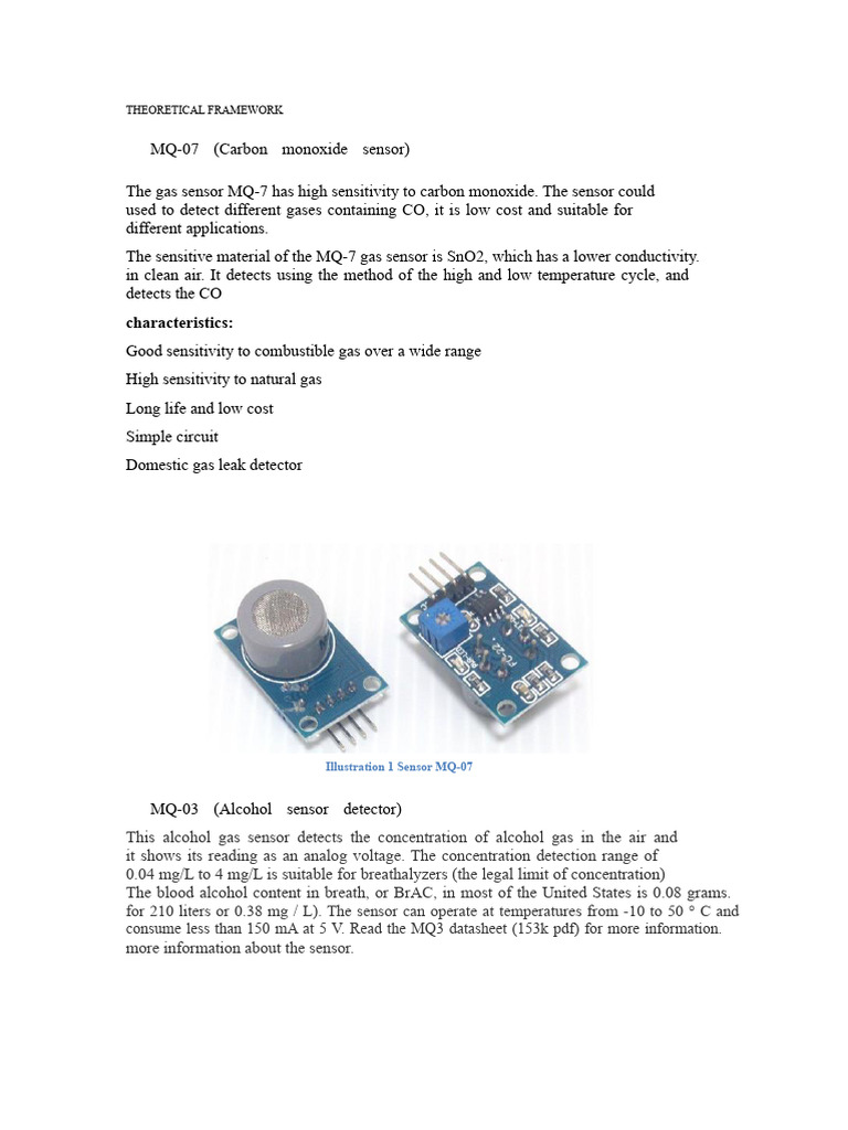 Theoretical Framework Gas Sensors Arduino | PDF | Sensor | Gases