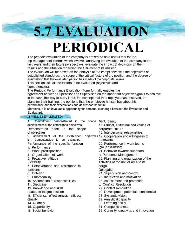 Periodic Performance Evaluation Guide | PDF | Evaluation | Performance ...