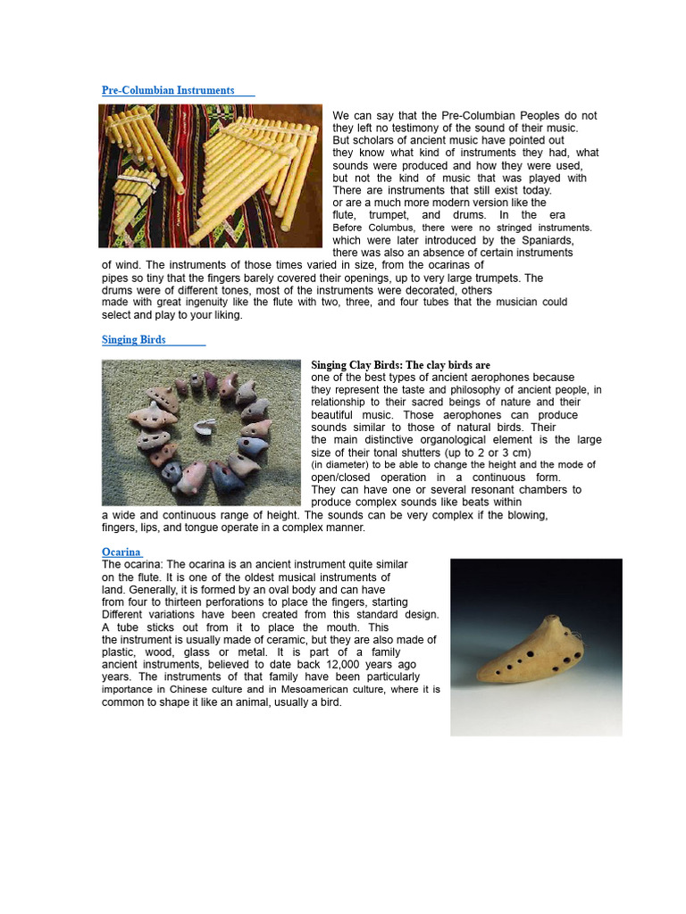 Pre-Columbian Instruments | PDF | Musical Instruments | Flute