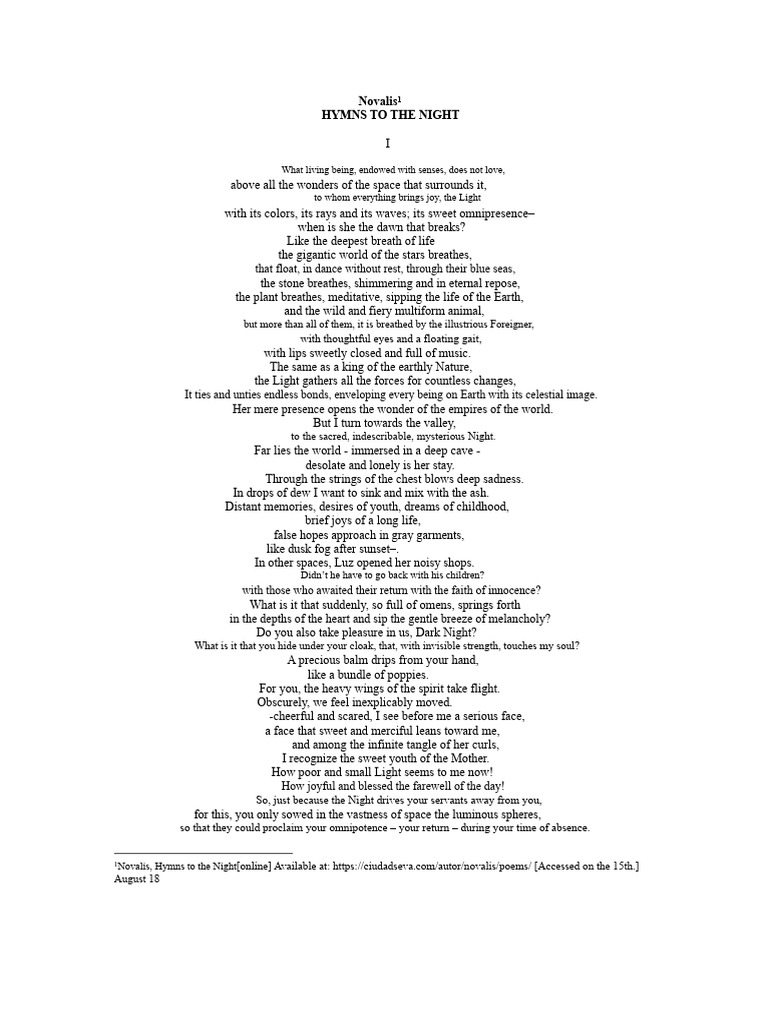 Novalis - Hymns To The Night (Selection) | PDF